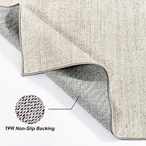 Valenrug Washable Rugs 5x7 - Stain Resistant 5x7 Area Rugs for Living Room, Non Slip Backing Printed Rugs for Bedroom, Folable Machine Washable Area Rug (5'x7', Beige)