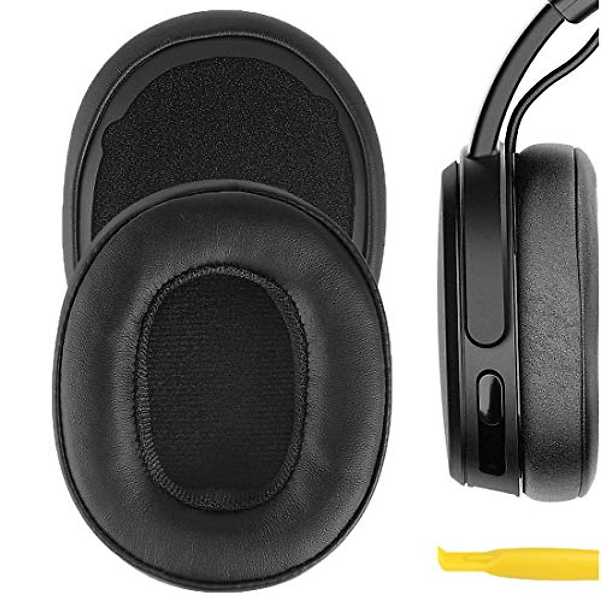 Geekria QuickFit Replacement Ear Pads for Skullcandy Crusher Wireless Crusher Evo Crusher ANC Hesh 3 Hesh EVO Hesh ANC Headphones Ear Cushions, Headset Earpads, Ear Cups Repair Parts (Black)