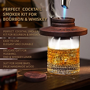 Cocktail Smoker Kit, Whiskey and Bourbon Drink Smoker Kit, Four Kinds of Wood Chips for Old Fashioned Smoker kit, Cocktail Smoker kit with Torch（Stainless Steel）. Gifts for Your Friends, Husband, Dad.