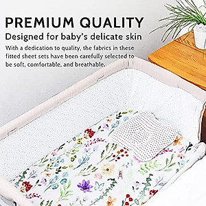 Baby Fitted Crib Sheet Soft and Breathable Polyester for Standard Crib and Toddler Mattresses, White Watercolor Floral, for Boys and Girls