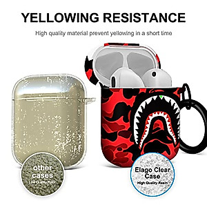 CULIPPA for AirPods 2 Case Cover Shark Mouth Camo Style Pattern Design for Airpods 2nd Generation Silicone Protective Case Shockproof for Women Girls with Keychain for Apple Airpods 2/1 Charging Case