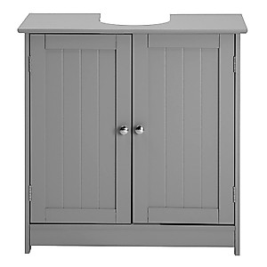 VINGLI Under Sink Bathroom Cabinet Pedestal Sink Free Standing Storage Cabinet Organizer with with 2 Doors Adjustable Shelf Modern Grey Small Bath Sink Cabinet Space Saver 23.6" x 11.8"x 23.6"