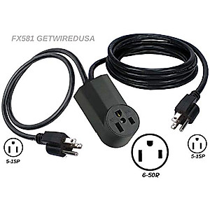 Power Converter 110/125V To 220/250V Electric Adapter 5-15P Wall Plug To 6-50R Miller Lincoln Hobart Plasma Cutter Welder Mig Tig Arc Receptacle Outlet Box NEMA FX581W