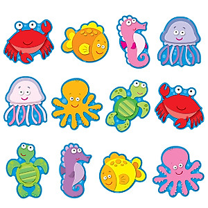 Carson Dellosa Colorful 36 Piece Sea Life Bulletin Board Cutouts, Colorful Sea Creatures Bulletin Board Decorations, Sea Creatures Ocean Classroom Décor