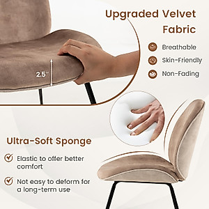 Giantex Dining Chairs Set of 2, Velvet Kitchen Chair Set with Metal Base, Max Load 330 Lbs, Armless Dining Side Chair with Padded Seat, Upholstered Modern Accent Dining Room Chairs