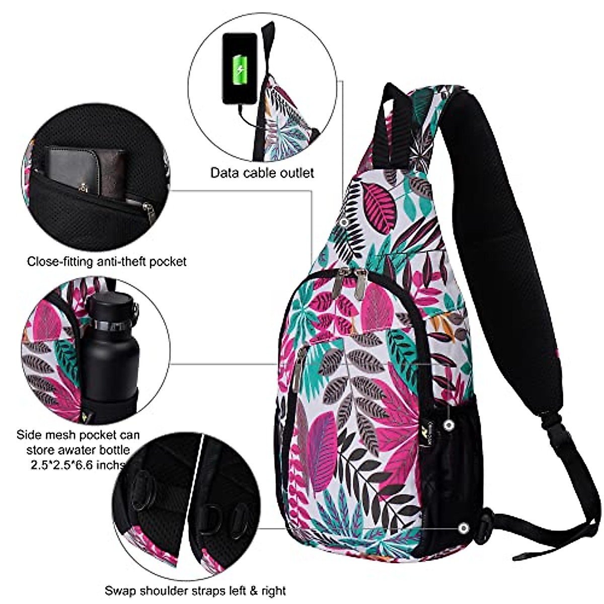 N NEVO RHINO Crossbody Sling Backpack Multipurpose Sling Bag Daypack for Travel Hiking Sports