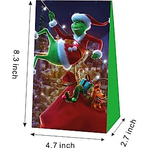 NA 24pcs Grinch Goody Bags Christmas Gift Bags for Grinch Birthday Party Decorations Supplies Decor