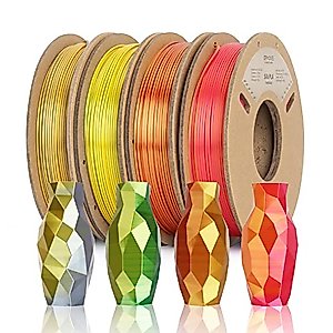 Silk Filament 1.75mm PLA Bundle - ERYONE PLA 3D Printer Filament -Dual Color 3D Printing Filament Dimensional Accuracy +/- 0.03mm, 250g * 4 Spools