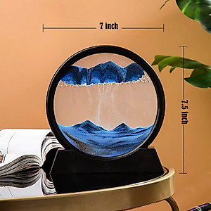 Yevheniy Moving Sand Art Picture,3D Hourglass Deep Sea Sandscape in Liquid Motion Display Glass Flowing Sand Frame for Boys Girls,Relaxing Decor for Home and Office (7", Blue)