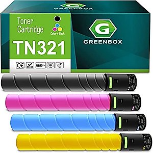 GREENBOX Remanufactured TN321 TN322 TN220 TN221 TN323 Toner Cartridge Replacement for TN321 TN-321 Konica Minolta BizHub C224e C364e C284e C224 C284 C364 Printers (27,000 Pages, KCMY, 4-Pack)
