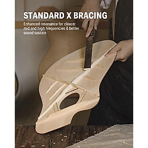 Donner 41” Acoustic Guitar Bundle for Beginners Adults with Online Lesson, 4/4 Full Size Steel Acustica Guitarra with Gig Bag, Tuner, Strap, Strings, Picks, Capos, Cutaway, Natural, DAG-1C/DAD-110C