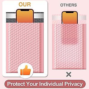 Famagic Bubble Mailers 4x8 Inch 50pc Light Pink Shipping Bags, Chic Packaging Bags For Small Business, Colored Padded Mailing Envelopes, Opaque Matte Self Seal Bubble Poly Mailers Bulk #000