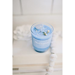 My Lumina Meditation Aromatherapy Candle w/Clear Quartz Crystal Inside, Beach Sage Relaxing Calming Positive Peace Energy, Soy Wax Blue Scented Candle for Home,Bath,Bathroom,Yoga,Self Care,Gift,Women