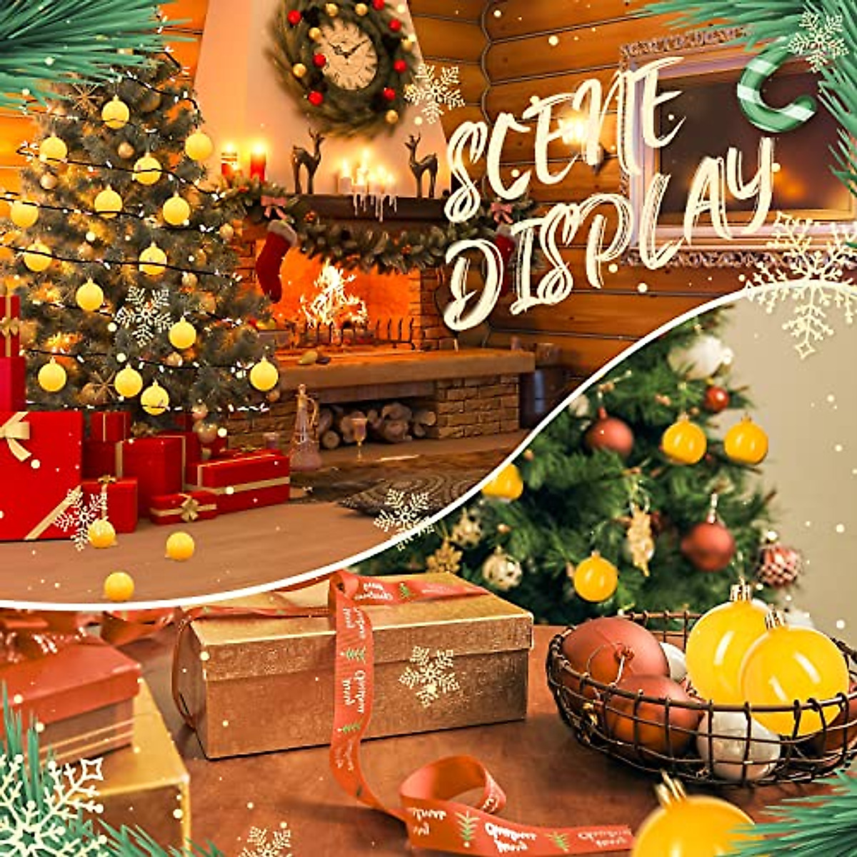 BBTO 36 Pcs ChristmasYellow Ball Ornament Xmas Shiny Balls Christmas Tree Pendants Baubles Set ations for Wreath Garland 2.4 Inch (Glossy Style)