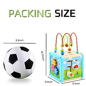 TOOKYLAND Activity Cube Wooden Toys Bead Maze Shape Sorter Learning Developmental Montessori Toys Small Size Gifts for Toddler Kids