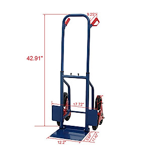 RJDOUJIN 440lbs Heavy Duty Stair Climbing Moving Dolly Hand Truck Warehouse Appliance Cart Blue