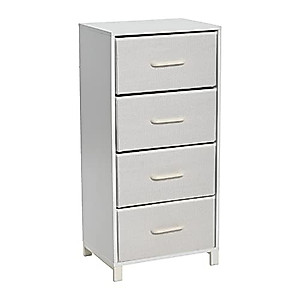 Household Essentials White 4 Drawer Bed Side Table