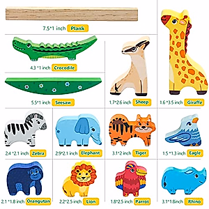 Jade Hare 14 Pcs Wooden Animal Blocks,Stacking Animals Balance Block Toys, Montessori Toys for 3-5 Years Toys Toddlers 1-3 and 2-4 Years Old Boys Girls Birthday Gift Preschool Educational Toys