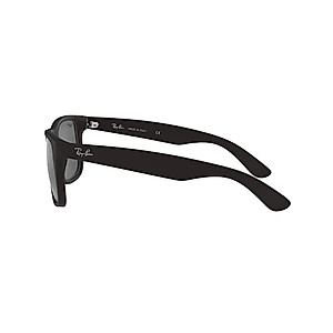 Ray-Ban RB4165 Justin Rectangular Sunglasses, Rubber Black/Grey Mirrored Silver, 51 mm