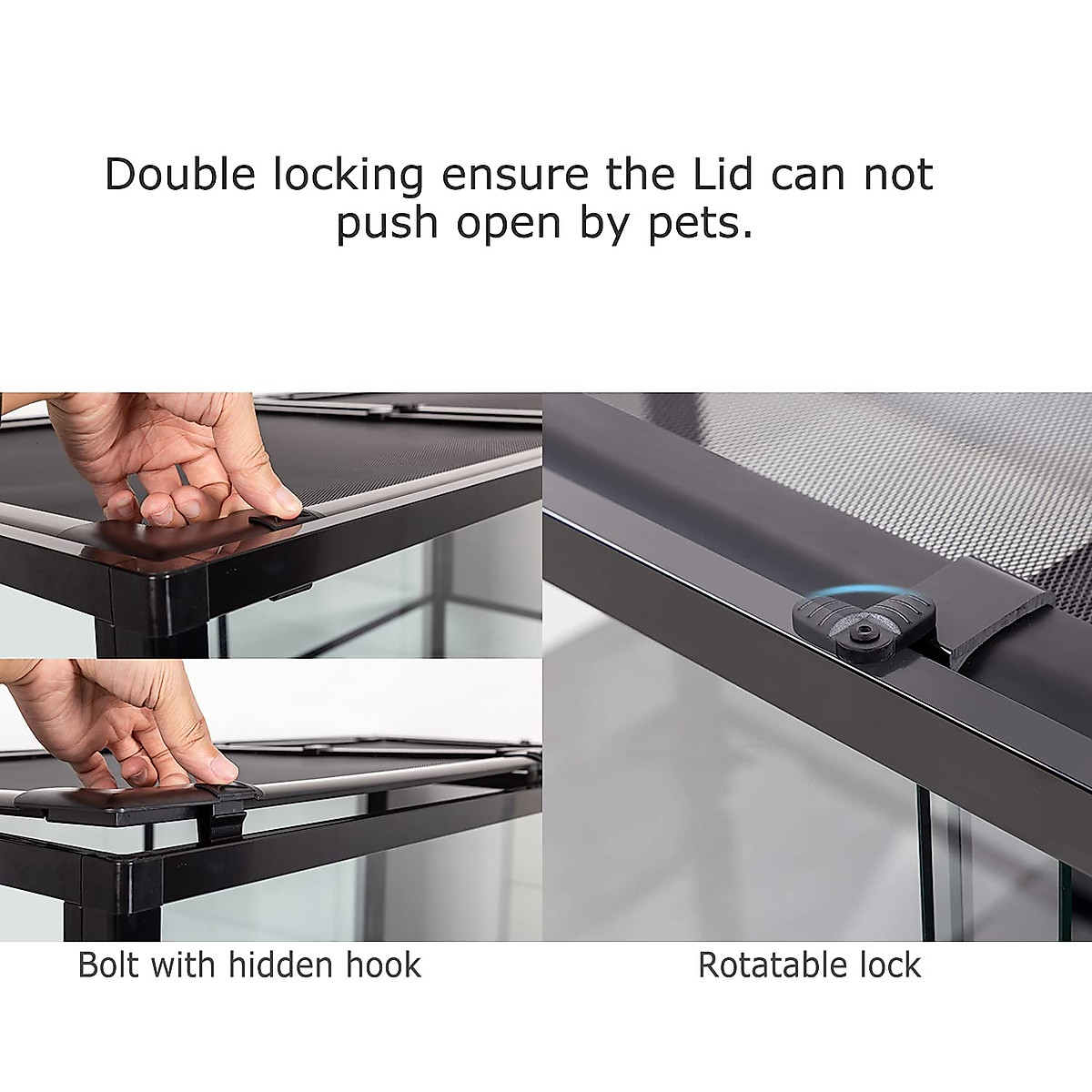 WACOOL Glass 50 Gallon Reptile Tank, Front Opening Chameleon Cage 18" x 18"x 36", 3-in-1 Side Design(Glass or Mesh+Glass), Bio Deep Base 10" Vertical Reptile Cage for Frog Iguana