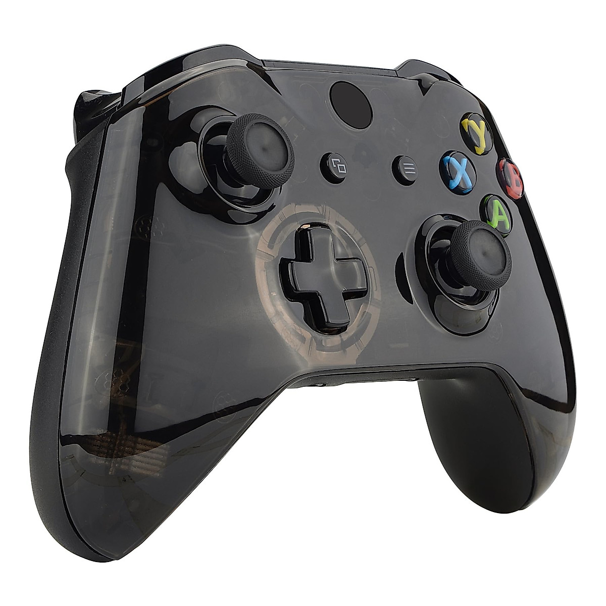 eXtremeRate Transparent Crystal Clear Black Faceplate Cover for Xbox One Wireless Controller (Model 1708), Custom Case Front Housing Shell for Xbox One S X Controller - Controller NOT Included