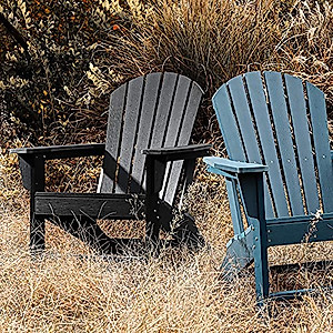 SERWALL Adirondack Chair | Adult-Size, Weather Resistant for Patio Deck Garden, Backyard & Lawn Furniture | Easy Maintenance & Classic Adirondack Chair Design (Black)