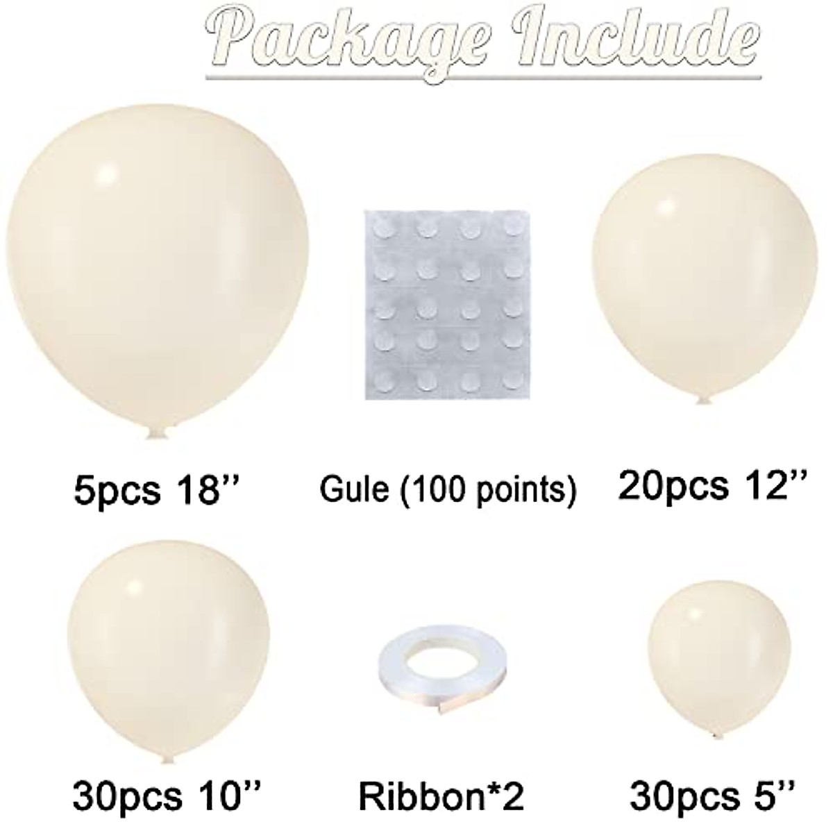 Ivory White Balloons 85pcs Ivory White Balloons Garland Arch Kit 5/10/12/18 Inch Different Sizes White Matte Latex Balloons for Birthday Party Decorations Baby Shower Wedding Graduation Balloons