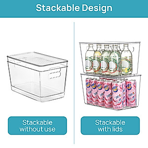 Vtopmart 6 Pack Clear Stackable Storage Bins with Lids,XLarge Plastic Containers with Handle for Pantry Organizer and Storage,Perfect for Kitchen,Fridge,Cabinet, Closet,Bathroom Organization