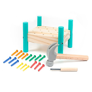 OUJILA Wooden Baby Workbench Pounding Hammer Toy for Toddlers,STEM Educational Preschool Learning Toys for Kids, Great DIY Gift for Boys and Girls