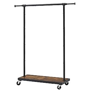 Hoctieon Extensible Clothes Rack,Heavy Duty Clothing Rack,Industrial Pipe Standard Rolling Garment Rack with Shelves,Portable Wardrobe Rack With Wheels