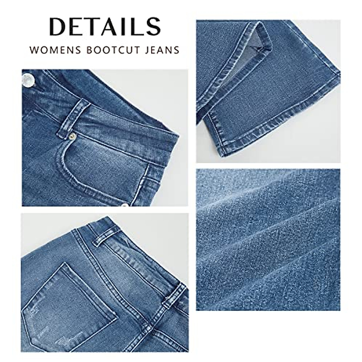 Koinshha Womens High Waisted Jeans Flare Stretch Boyfriend Casual Bootcut Denim Pants Light Blue