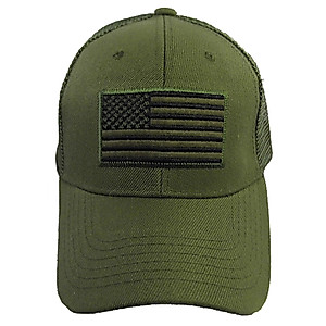 USA Flag Patch Tactical Style Mesh Trucker Baseball Cap Hat Army Green