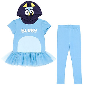 Bluey Toddler Girls Cosplay T-Shirt Dress and Leggings Outfit Set 4T