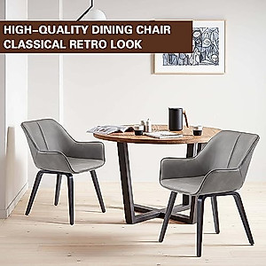 YEEFY Upholstered Dining Chairs Set of 2 & 4 & 6 Faux Leather Accent Chair Living Room Chairs Kitchen & Dining Room Chairs Comfy Reading Chair for Bedroom Mid Century Modern Arm Chair (Gray, 2)