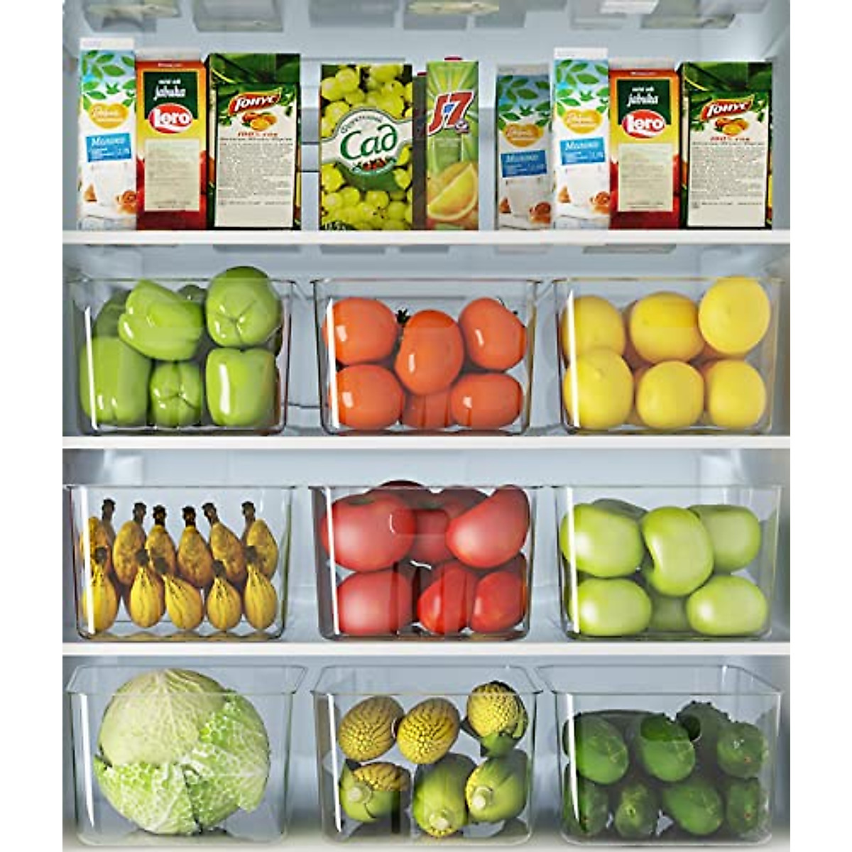 Aedericoe Clear Plastic Storage Bins 4pcs Large Clear Bin for Organizing Kitchen Pantry Storage Shelves Closet Organizers Under Sink Storage Containers