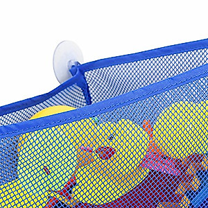 Bath Toy Organizer, with 3 Strong Suction Cups Mounted Bath Toy Storage Net & Bathroom Corner Shower Caddy Bag Bathroom Storage Bag (Pink)