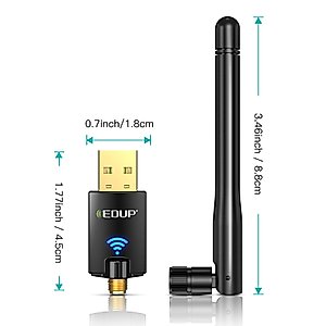 USB Wifi Adapter AC600Mbps with Wi-Fi Antenna for Laptop Desktop PC,Dual Band 5.8G/2.4Ghz Wireless Network Adapters Compatible OS with Windows XP/Vista/ 7/8.1/8 /10 / and Mac Os X 10.6-10.15