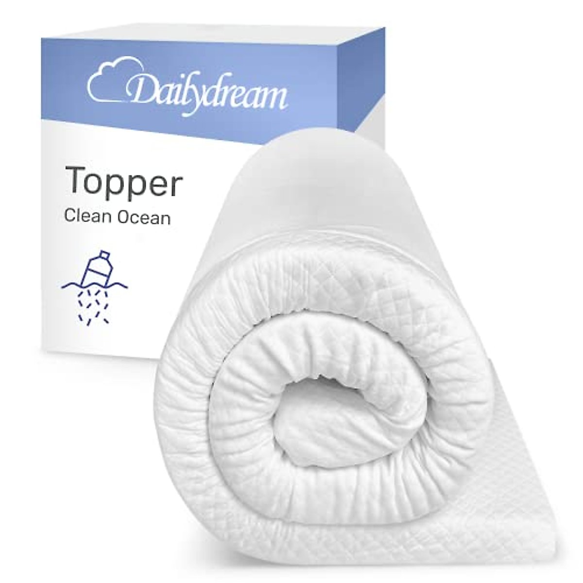 Dailydream viscoelastic Mattress Topper with Memory Foam, Edition Clean Ocean (King, Model M - 176 up to 220 lbs)