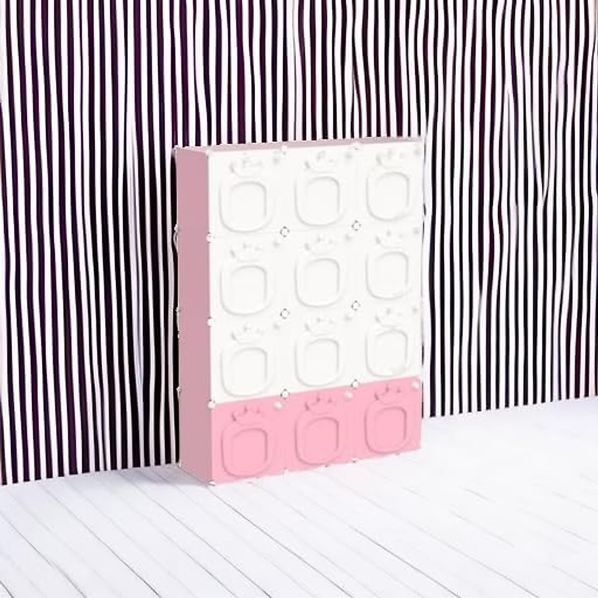 MAGINELS Kids Wardrobe Closet,Baby Closet Cabinet with Door.Baby Girls Closet Armoires Organizer for Bedroom.Two Open Hanging Children Costume Area and 8 Cube Stroage.Pink(42x14x56inch)