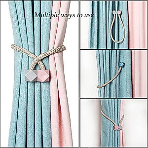 Anller 2 Pieces Magnetic Curtain Tiebacks, 16 Inch Decorative Curtain Holdbacks, Drapery Tiebacks for Window Décor, Purple & Blue