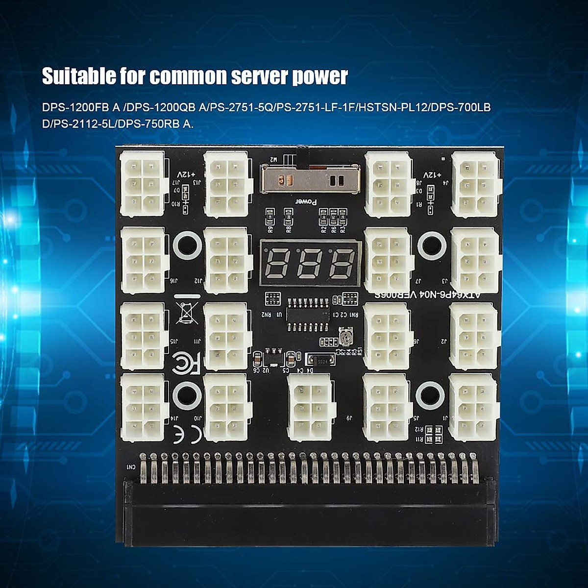 Mining GPU/PSU Power Supply Board 1600W 12V 17x 6pin PCI E Mining Server Power Supply for for DPS 1200FB A/DPS 1200QB A/PS 2751 5Q/PS 2751 LF 1F/HSTSN PL12/DPS 700LB D/PS 2112