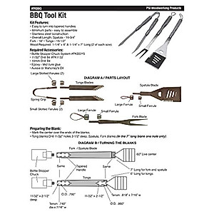 Penn State Industries PKBBQ 3pc Stainless Steel BBQ Grill Utensil Woodturning Project Kit