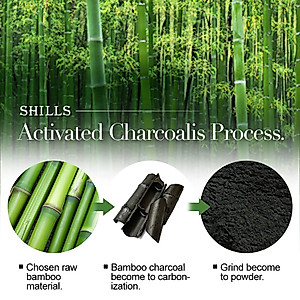 SHILLS Charcoal Mask for Men, Purifying Peel Off Mask, Face Mask Peel Off, Face Mask Deep Clean Pore, Blackhead Remover, 1 Bottle (1.69 fl. oz) and a Brush Set