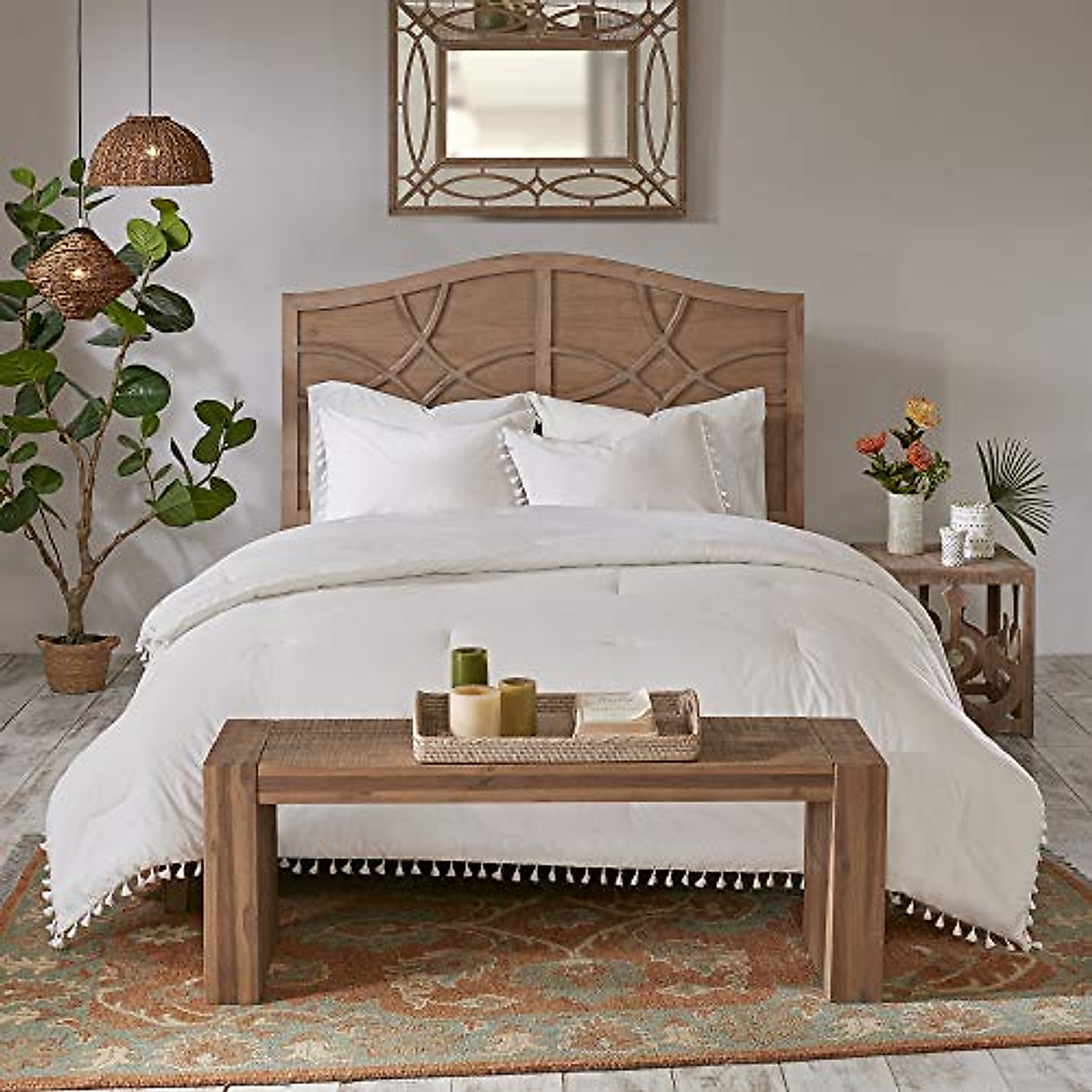 Madison Park Cozy Cotton Comforter Set Casual Modern Design All Season Bedding, Matching Shams, King/California King (104 in x 92 in), Lillian, Fringe Tassel Ivory