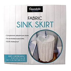 Dependable Industries Fabric Sink Skirt Diamond Stitch White
