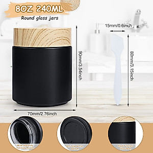 Furnido 6 Pack 8 oz Black Round Glass Jars,Empty Glass Cosmetic Containers with Plastic Wood Grain Lid,Inner Liners for Lotion,Powders,Ointments,Storage Creams,Candle Making