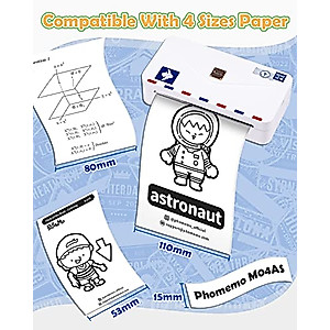 Phomemo Portable Thermal Printer M04AS 4 Inch Mini Sticker Printer Bluetooth Mobile Photo Printer, Support 15/53/80/110mm Printing Width, 300dpi, Suitable for Photos, Notes, Memo, Chritstmas Gift