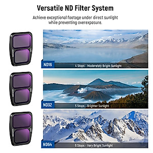 NEEWER ND & CPL Filter Set Compatible with DJI Air 3, 4 Pack ND16 ND32 ND64 CPL Polarizer Neutral Density Filter Kit, Secure Attach/Multi Coated HD Optical Glass/Lightweight Frame