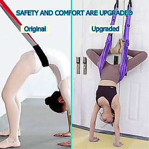 Yoga Stretching Strap, Adjustable Height Leg Stretcher Waist Back Stretch Band Aerial Yoga, Anti-gravity Inversion Exercises Door Flexibility Tensile Trainer for Rehab Pilates Dance Splits (Pink)