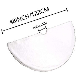 AOGU 48 Inch Faux Fur Christmas Tree Skirt White Plush Skirt for Merry Christmas Party Christmas Tree Decoration